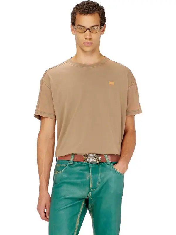 DIESEL® Long-sleeve T-shirt In Burnout Jersey - Brown