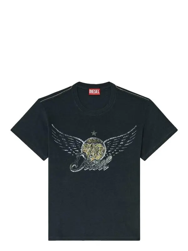 DIESEL® Cotton-hemp T-shirt With Concert Graphics - Black