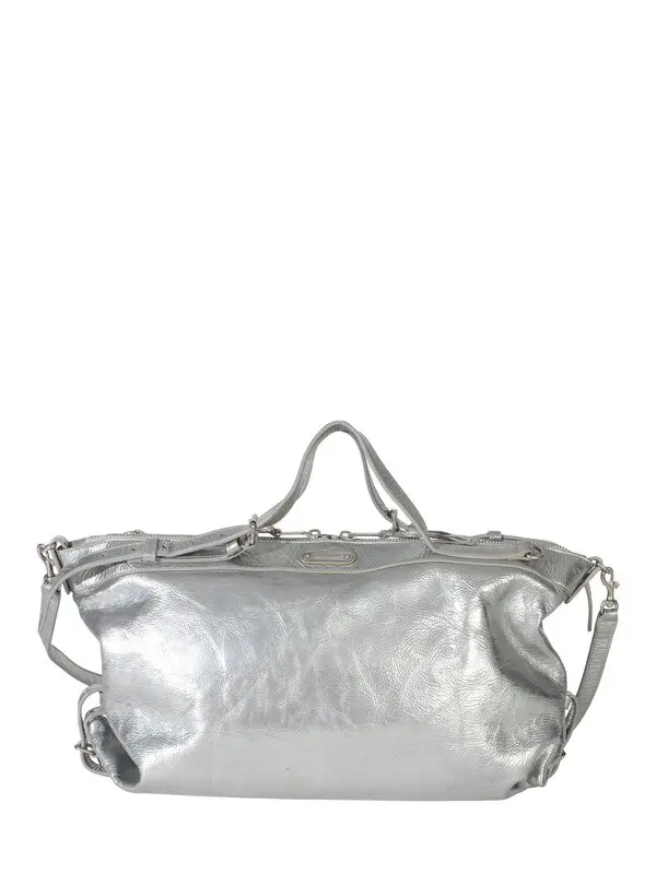Saint Laurent Metallic Crinkled Calfskin Shoulder Bag - Silver