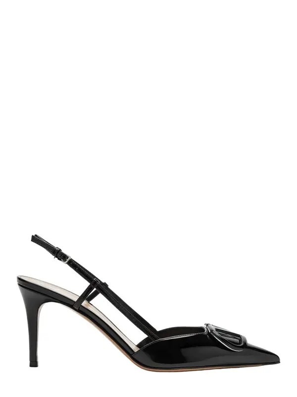 Valentino Garavani Vlogo Patent Leather Slingback Pumps - Black