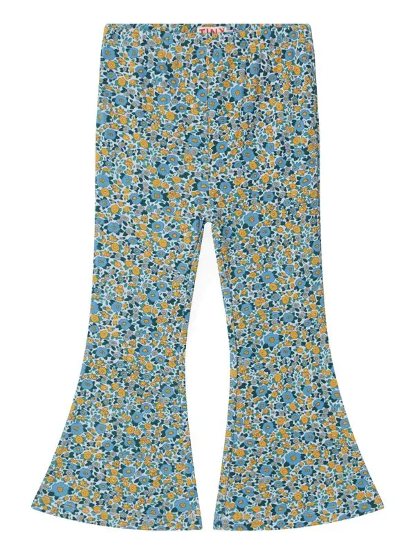 TINY COTTONS Floral Print Ribbed Flare Trousers - Multicolor