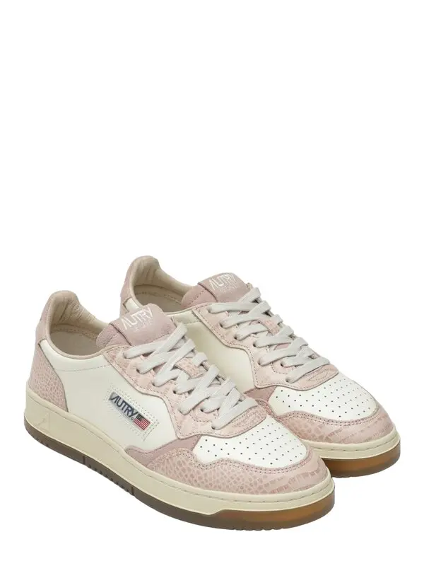 AUTRY Medalist Low Sneakers In White And Pink - Beige