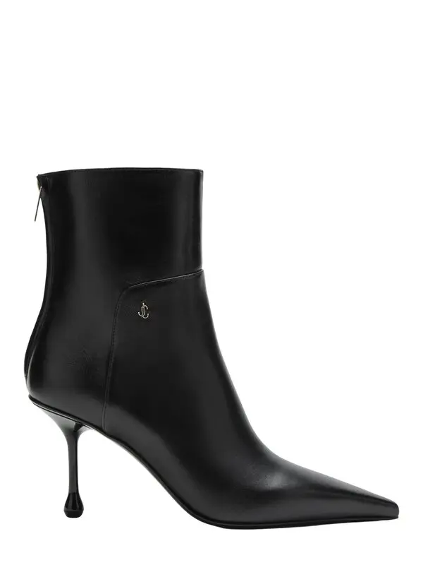JIMMY CHOO Cycas Leather Ankle Boots With Sculptural Stiletto Heel - Black