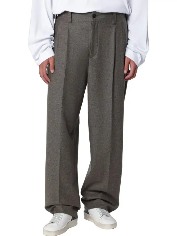 GOLDEN GOOSE Isiah Virgin Wool Flannel Jogger Trousers - Grey