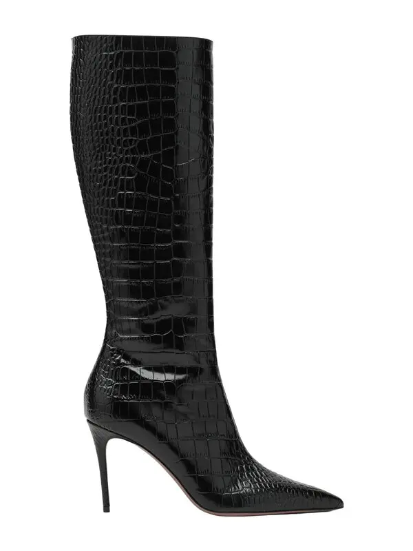 Paris Texas Vera 85 Crocodile-effect Leather Boots - Black