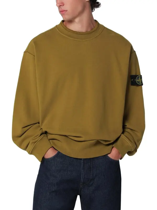 Stone Island Oversize Crewneck Sweatshirt In Cactus Color - Green