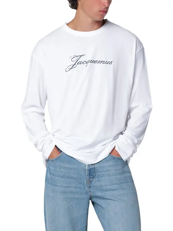 Jacquemus Long-sleeved T-shirt In Organic Cotton - White