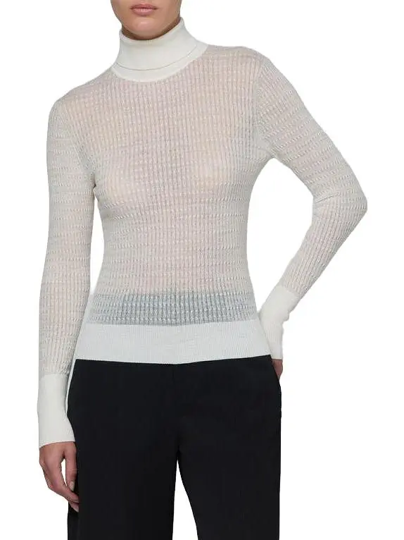 L'Agence Umbra Cable Wool Turtleneck Top - Ivory