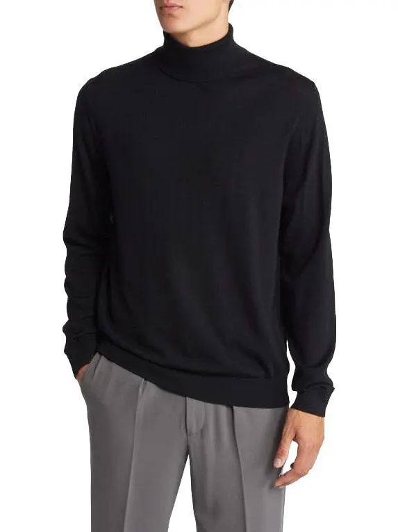 REISS Caine Slim Fit Wool Turtleneck Sweater - Black
