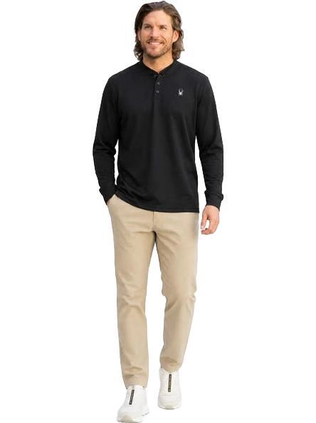 SPYDER Long Sleeve Thermal Henley Shirt - Black
