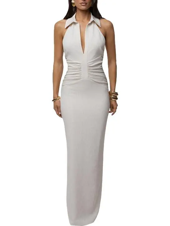 JLUXLABEL Form Halter Maxi Dress - Natural