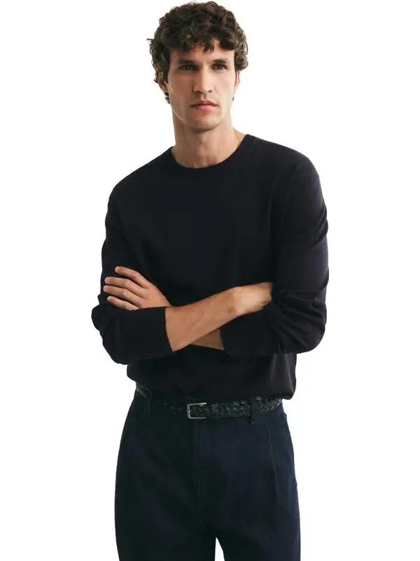 H&M Regular Fit Fine Knit Sweater - Navy Blue