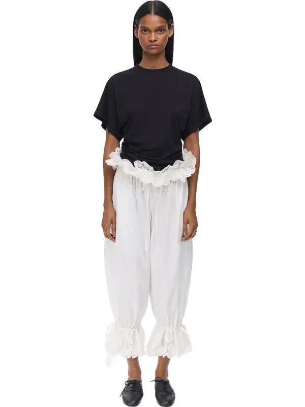 H&M Batwing Sleeve Pima Cotton Top With Ruched Detailing - Black