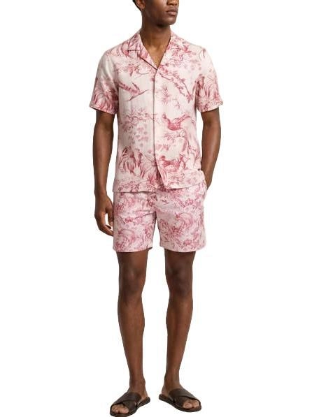 Orlebar Brown Maitan Relaxed Fit Short Sleeve Cotton Shirt - Coral