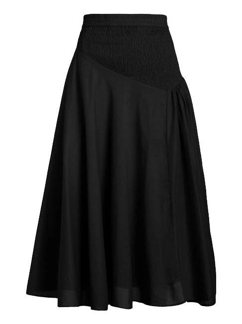 Merlette Amalia Skirt Cotton Voile Tea Length Skirt - Black