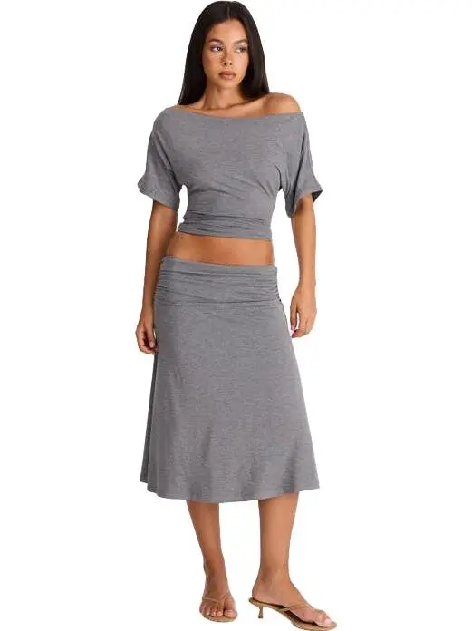 SASHA THERESE Lorelei Midi Skirt - Grey Marle