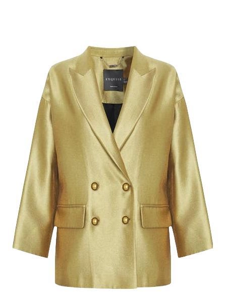 EXQUISE Adale Wrap Front Blazer - Gold