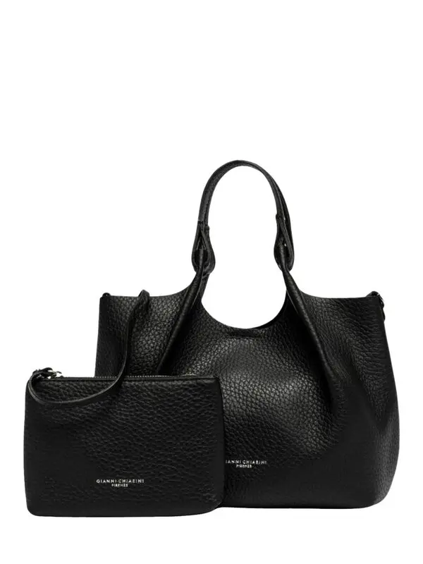GIANNI CHIARINI Dua Leather Hobo Shoulder Bag - Black