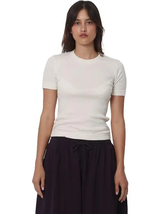 EVERYBODY.WORLD Rib Short Sleeve T-shirt - Natural