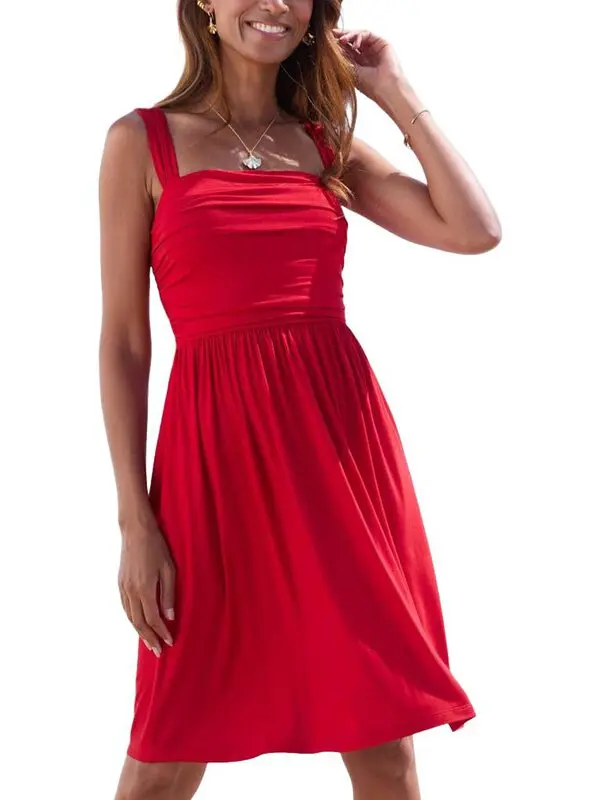 LASCANA Sleeveless Built In Bra Dress - Red