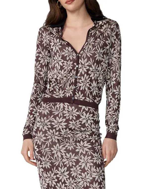Diane Von Furstenberg Rae Botanical Print Knit Top - Thistle Brown