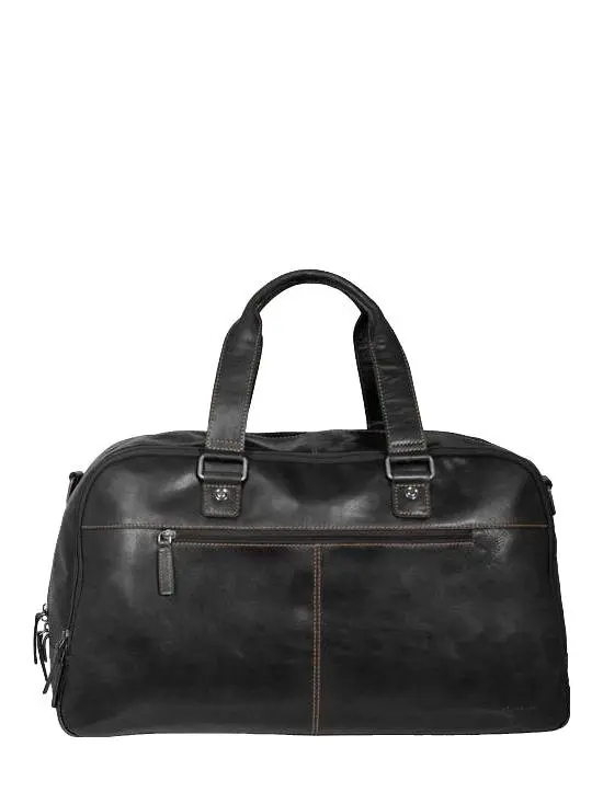 JACK GEORGES Full-grain Buffalo Leather Weekender Duffle Bag - Black