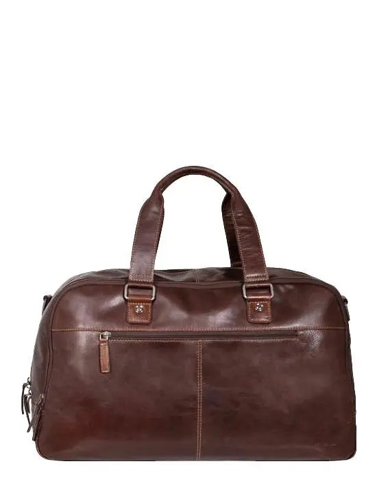 JACK GEORGES Full-grain Buffalo Leather Weekender Duffle Bag - Brown