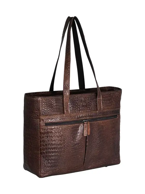 JACK GEORGES Hornback Croco Uptown Tote Bag - Brown