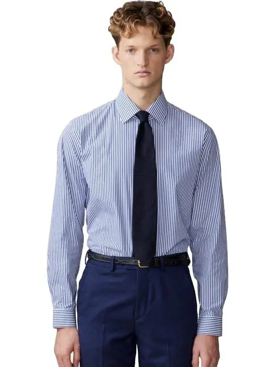 THE BLACK TUX Essential Dress Shirt - Navy Stripe
