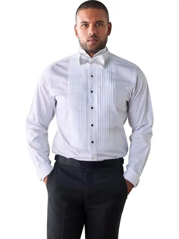 THE BLACK TUX Slim Wing Tip Tuxedo Shirt - White