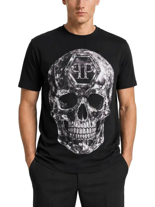 Philipp Plein T-shirt Round Neck Ss Skull - Black