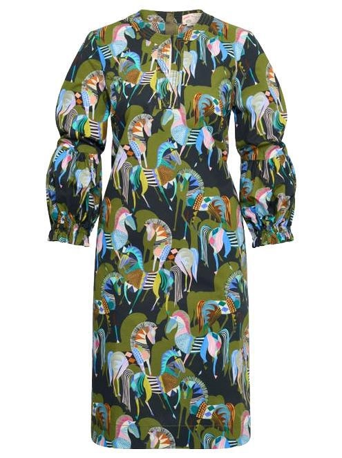 MAISON COMMON Printed Balloon Sleeve Dress - Green/multicolour