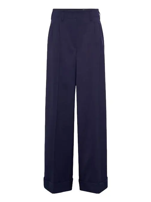 MAISON COMMON Wide Leg Pants With Cuff - Blue