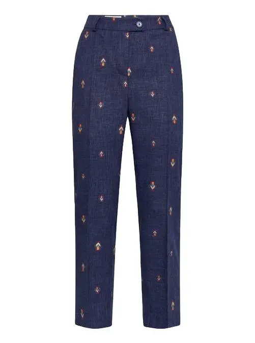 MAISON COMMON Signature Straight Leg Cropped Trousers - Jeansblue