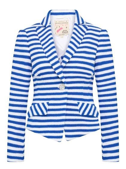 MAISON COMMON Striped Jersey Blazer - Blue/white