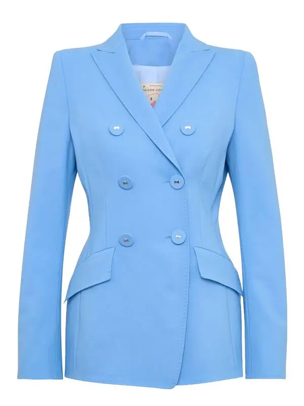 MAISON COMMON Cool Wool Double Breasted Blazer - Blue