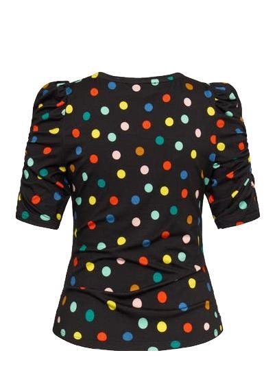 MAISON COMMON Printed Jersey Shirt With Ruffled Sleeves - Black Multicolour