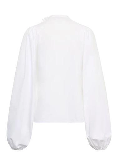 MAISON COMMON Cotton Poplin Blouse With Flower Pin Detail - White