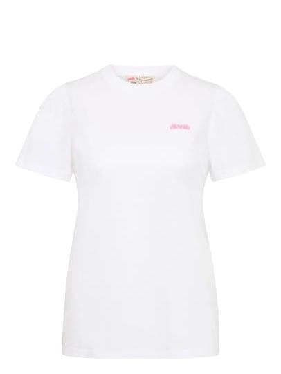 MAISON COMMON Cotton T-shirt With Logo Embroidery - White/pink