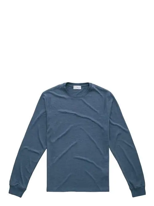 WOLF VS. GOAT (WVG) Heavyweight Long Sleeve Viscose Jersey Crewneck - Navy