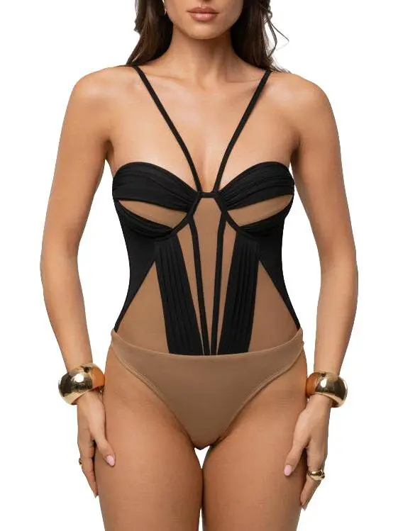 JLUXLABEL Illusion Contrast Bodysuit - Black