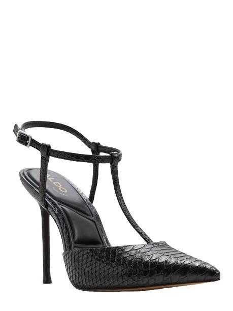 Aldo Leonniah Croc Embossed Leather Stiletto Pumps - Black