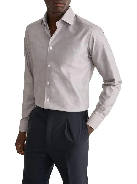 Eton Contemporary Fit End On End Cotton Shirt - Medium Brown