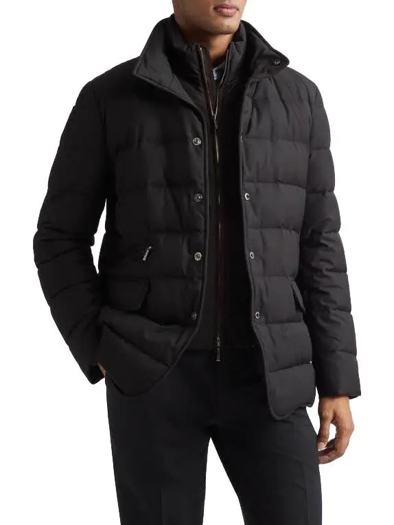 MOORER Ilvo 3-in-1 Quilted Down Overcoat With Removable Vest - Nero