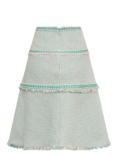 MAISON COMMON Two-tone Tweed Skirt With Patch Pockets And Trimming - Mint