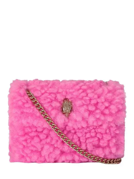 Kurt Geiger Mini Kensington Faux Fur Crossbody Bag With Embellished Eagle Head - Pink