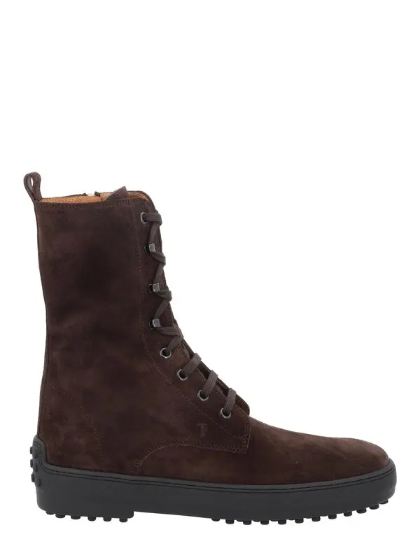 TOD'S Lace-up Suede Ankle Boots - Brown