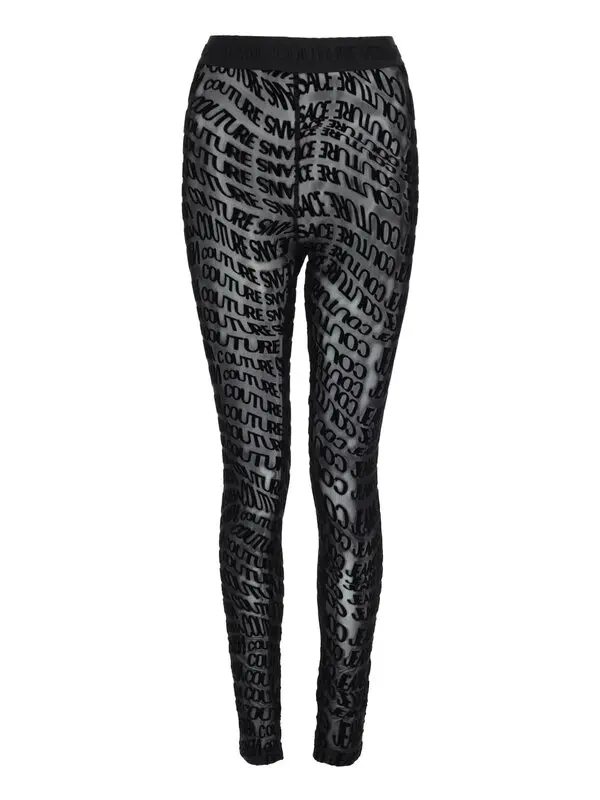 Versace Pantalone Leggings Con Stampa Logo - Black