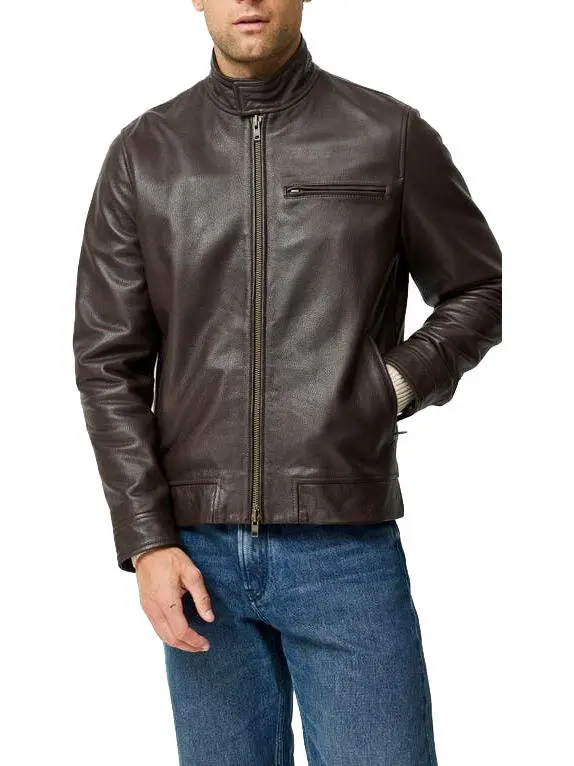 Rodd & Gunn Canvastown Leather Café Racer Jacket - Espresso