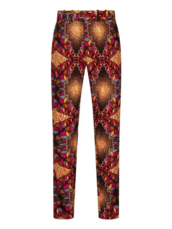 OHEMA OHENE Straight Leg African Print Trousers - Brown
